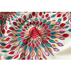 Urban CoCo Women's Embroidered Oversize Tassel Shawl Scarf Wraps for Women(Beige)