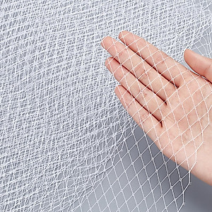BENECREAT 3.28 Yards White Net Mesh Fabric 10inch Wide Birdcage Bridal Veil Netting Fabric Wedding Hat Veil Mesh Trimmings Fabric for Wedding Decoration, Sewing, Hat Decorating