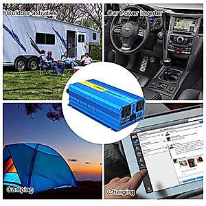 Cantonape 1000W Pure Sine Wave Inverter 12V to 110V AC Power Inverter Converter with 3.1A USB Car Adapter and Cigarette Lighter Plug for Car Outdoor