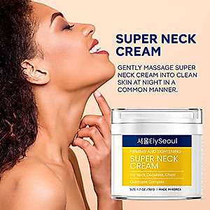 Korean Skin Care Neck Cream, Skin Tightening Cream, Neck Firming Cream Improves Skin Elasticity and Reduce Neck Lines, Anti Aging Moisturizer for Neck & Décolleté - Day & Night Skin Firming and Tightening Lotion 1.7 FL OZ