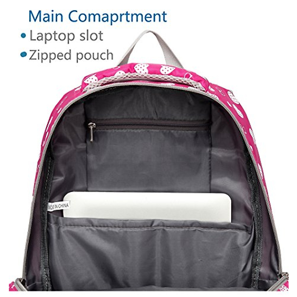 BLUEFAIRY Girls Backpack Kids Elementary School Bags Child Bookbags Waterproof Lightweight Travel Sturdy Durable Gift Mochila Para 5.6.7.8.9.10 Niñas（Rose Red）