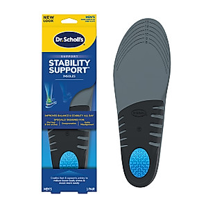 Dr. Scholl's® Stability Support Insoles, Flat Feet & Overpronation Low Arch Support, Improves Balance & Stability, Motion Control, Trim Inserts to Fit Shoes, Men's Size 8-14