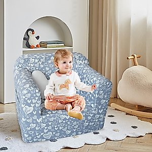 Stranthother Kids Couch Chair Sofa for Kids High Back Toddler Chair with Love Throw Pillow Toddler Comfort Chair Floor Couch Armchair Play Couch Mini Sofa 25.25"X 20"X 24" Grey
