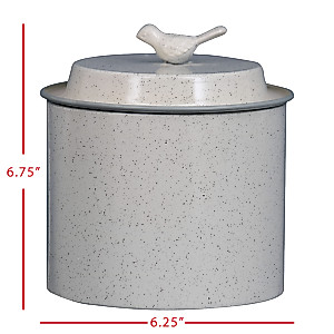 Foreside Home & Garden Off- White Enamel Metal Lidded Decorative Storage Trinket Box FDDD10075