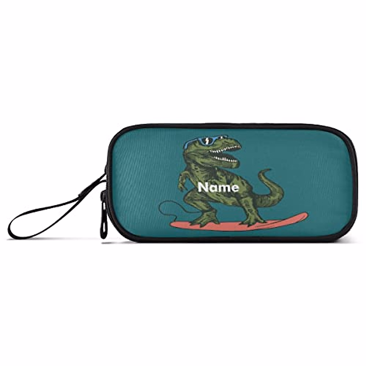 Custom Name Large Capacity Pencil Case 3 Compartment Pouch Pen Bag Skateboard Dinosaur for Middle High School Office College