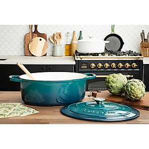 Larder & Vine Enameled Cast Iron Dutch Oven with Lid - Oversized Handles, Dome Lid, Dutch Oven for Sourdough Bread Making, 8QT/7.5L - (Bondi)