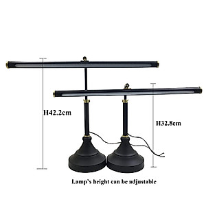 HomeFocus - LED Piano Desk Lamp with Touch Dimmer,Piano Lamp,Desk Lamp,Reading Lamp for Home Office,Adjustable Height,Multi-Functional,LED 5W,3000K,Metal,Black+Bronze,