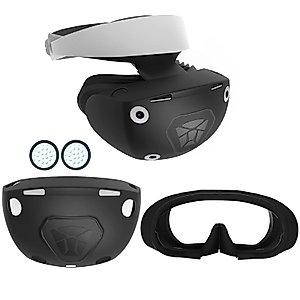 VR Silicone Protective Case Cover for PS VR2 Helmet, Protective Lens Skin Compatible with PS VR 2 Glasses, Easy to Install, Precise Cut, Anti-Sweat