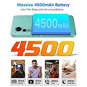 Ulefone Unlocked Smartphone, Note 14 Cell Phone Unlocked, Android 12, 6.52" IPS Full-Screen, 4500mAh, 7GB + 16GB, Triple Card Slots, 8MP Camera, Dual SIM, Face Recognition, 4G Cheap Phones - Green