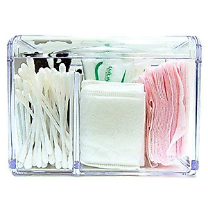 Moosy Life Acrylic Bathroom Organizer, Cotton Ball Holder, Cotton Pad and Cotton Swab