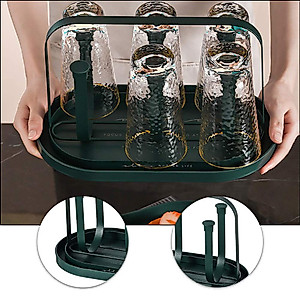 Cabilock 1 Set Cup Storage Rack Coffee Mug Display Mug Holder Tree Organizer Silverware Tray Metal Bottle Drying Organizer Cup Drainer Rack Tea Cup Rack Stand Iron Bracket with Tray