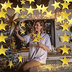 46 PCS Glitter 11 Inch Large Gold Five Star Cutouts Double Printed Paper Star Decorations Star Confetti Cutouts Cardboard Stars for Bulletin Board Stars Accents Classroom Wall Party Decoration
