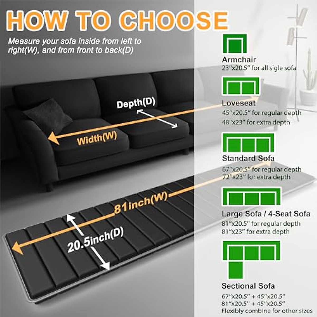 LAVEVE Heavy Duty Couch Cushion Support for Sagging Seat 20.5''x81'', Thicken Solid Wood Sofa Under Cushions Boards,Perfectly Fix and Protect Seat, Extend Sofa Life