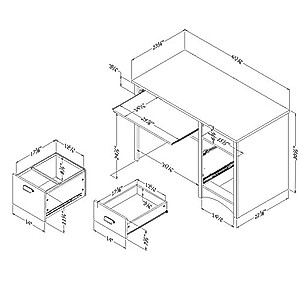 South Shore Gascony Desk, Gray Maple