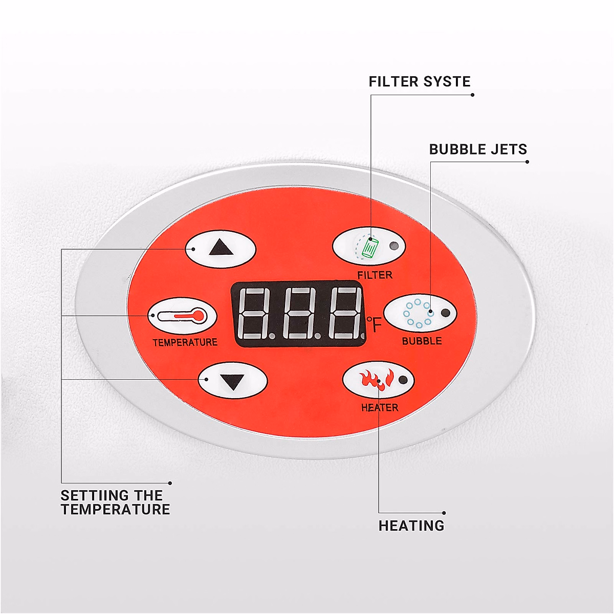 #WEJOY AquaSpa Portable Hot Tub 72X72X26 Inch Air Jet Spa 4-5 Person Inflatable Square Outdoor Heated Hot Tub Spa with 130 Bubble Jets, Black/White