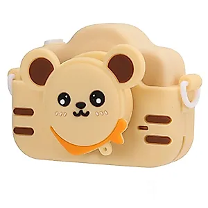 Dpofirs Kids Digital Camera,Mini DV Cartoon Digital Children Camera,Toddler Camera with Filters and Photo Stickers,Toys Video Recorder for Travel/Picnic/Activity(Light Yellow)