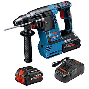 Bosch GBH18V-26K24A 18V Brushless SDS-plus Bulldog 1 In. Rotary Hammer Kit with Bosch GWS18V-45 18V 4-1/2 In. Angle Grinder (Bare Tool)