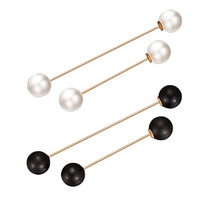 4 Pieces Sweater Shawl Clips Pearl Brooch Pins for Women Cardigan Sweater Clip Double Faux Pearl Brooches Vintage Shirts Pin for Clothes Women Girl Costume Accessory