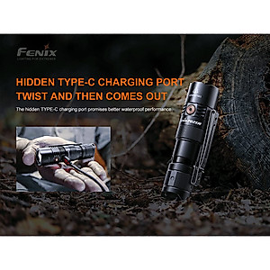 Fenix PD25R EDC Flashlight, 800 Lumen USB-C Rechargeable Dual Switch Pocket Size Lightweight with LumenTac Organizer