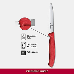 Victorinox VIC-6.7731 Swiss Classic Paring 4" Serrated Spear Point Blade 5/8" Width at Handle Red