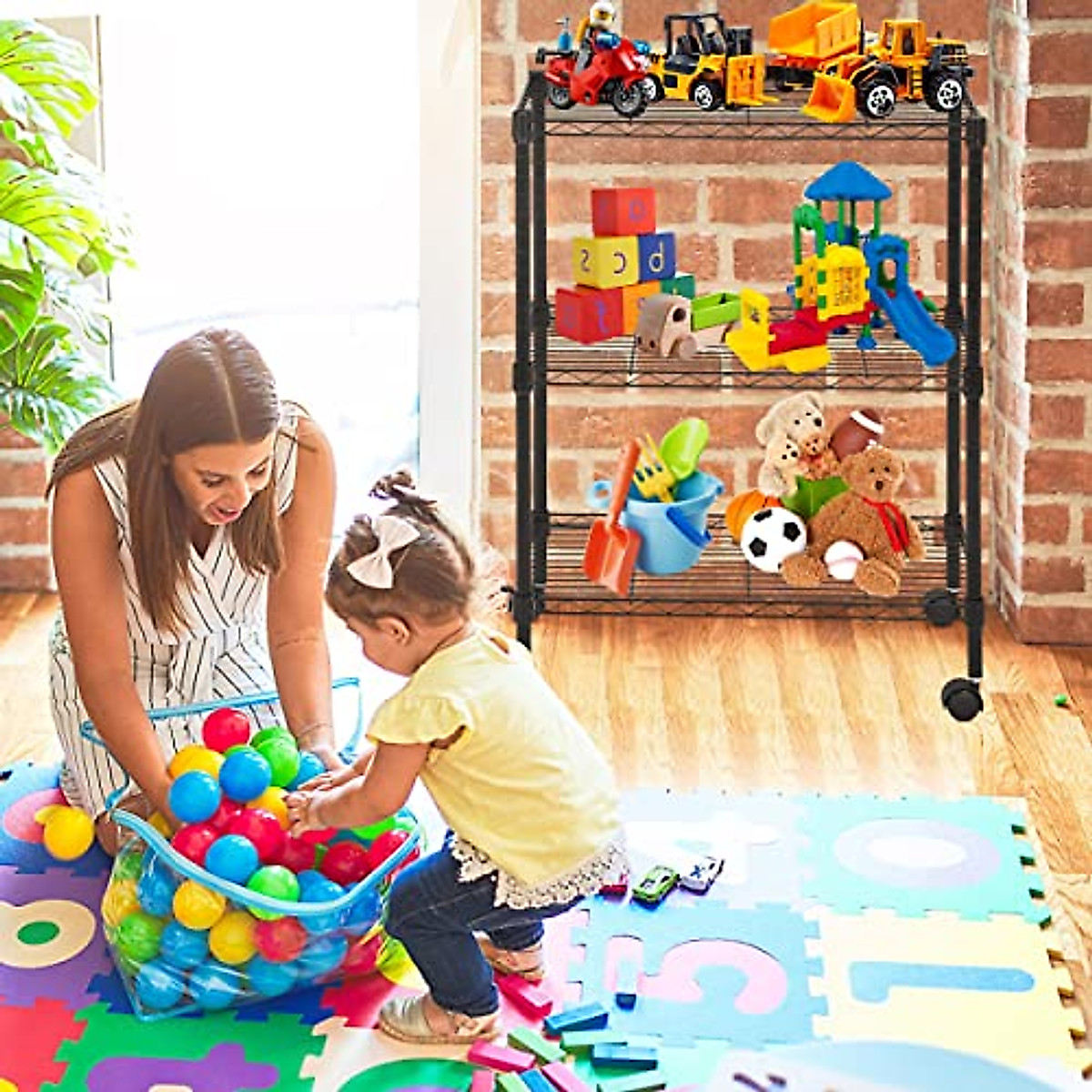 YYkokocat Wire Shelving 32" H x 23W x 13D Storage Shelf with Wheels Adjustable 3 Tier Metal Shelves Unit for Small Places Kitchen Storage Rack Shelf Organizer, 450Lbs Capacity, Black