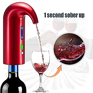 Electric Wine Aerator Portable Smart Wine Decanter and Dispenser Elegant Red with Wine Opener and Air Stopper Set