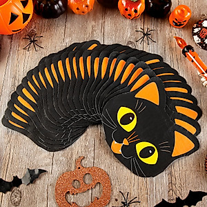 Quera 50 Pack Halloween Napkins Paper Napkins Black Cat Cocktail Napkins Decorations for Halloween Party Supplies, Black Cat Gifts Dinner Party Decoration (6.5 x 6.5 In)