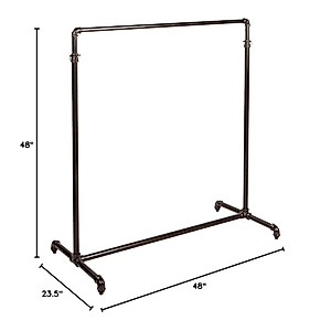 SSWBasics Boutique Pipe Single-Rail Ballet Bar Clothing Rack 48" W x 23½”D x 48"-72" H - Stylish Clothing Racks for Hanging Clothes - Versatile Rack for Clothes to Hang in Various Heights