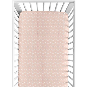 Sweet Jojo Designs Blush Pink and White Chevron Arrow Baby or Toddler Fitted Crib Sheet for Watercolor Elephant Safari Collection