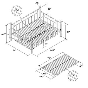 DHP Manila Metal Full Size Daybed and Twin Size Trundle (White)