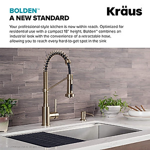 KRAUS Bolden Commercial Style 2-Function Single Handle Pull Down Kitchen Faucet in Brushed Gold, KPF-1610BG