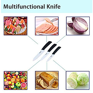 WACOOL Ceramic Knife Set 3-Piece (Includes 6-inch Chef's Knife, 5-inch Utility Knife and 4-inch Fruit Paring Knife), with 3 Knife Sheaths for Each Blade (Black Hand 2022)