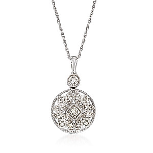 Ross-Simons 0.25 ct. t.w. Diamond Openwork Pendant Necklace in Sterling Silver. 20 inches