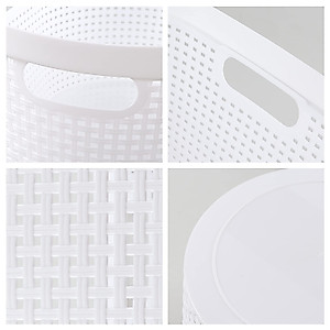Vcansay 42 L Hip Hugger Laundry Basket, White Plastic Dirty Clothes Basket, 4-Pack
