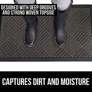 Gorilla Grip All-Season WeatherMax Doormat, Durable Natural Rubber, Stain and Fade Resistant, Low Profile, Indoor Outdoor Door Mats, Easy Clean Patio Entrance Mat, 17x29, Gray Diamond
