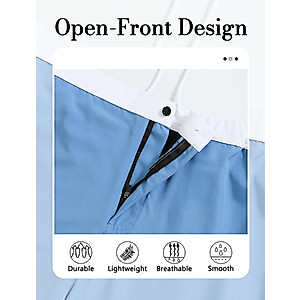 SILKWORLD Mens Swim Trunks 2 in 1 Quick Dry 7 Inch Swimming Shorts with Zipper Pockets, Navy Blue Stripe, Large