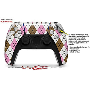 WraptorSkinz Skin Wrap compatible with Sony PS5 DualSense Controller Argyle Pink and Brown (CONTROLLER NOT INCLUDED)
