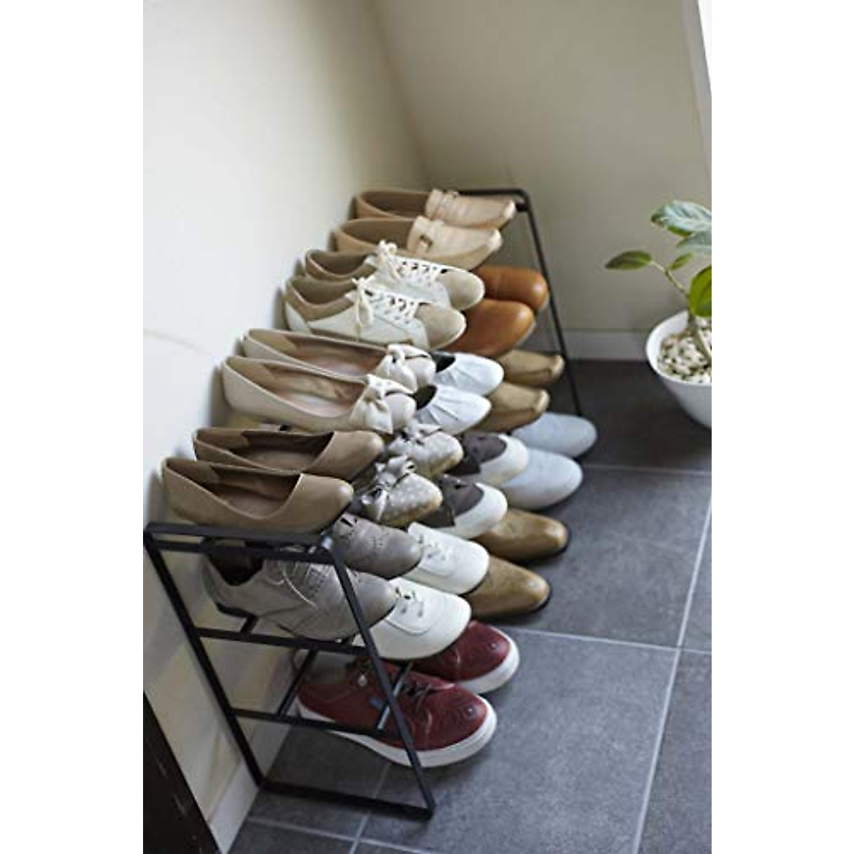 Yamazaki Frame Extendable Shoe Rack 3 Tire BK