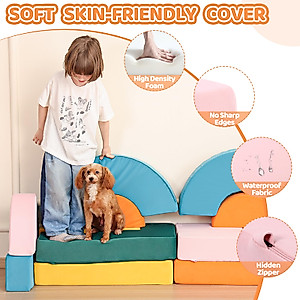 21Pcs Modular Kids Play Couch Building Fort - Multi-Colored Number Puzzle Toddler Play Couch Set for Classroom Bedroom Playroom, Creative Convertible Kids Explorer Sofa Furniture