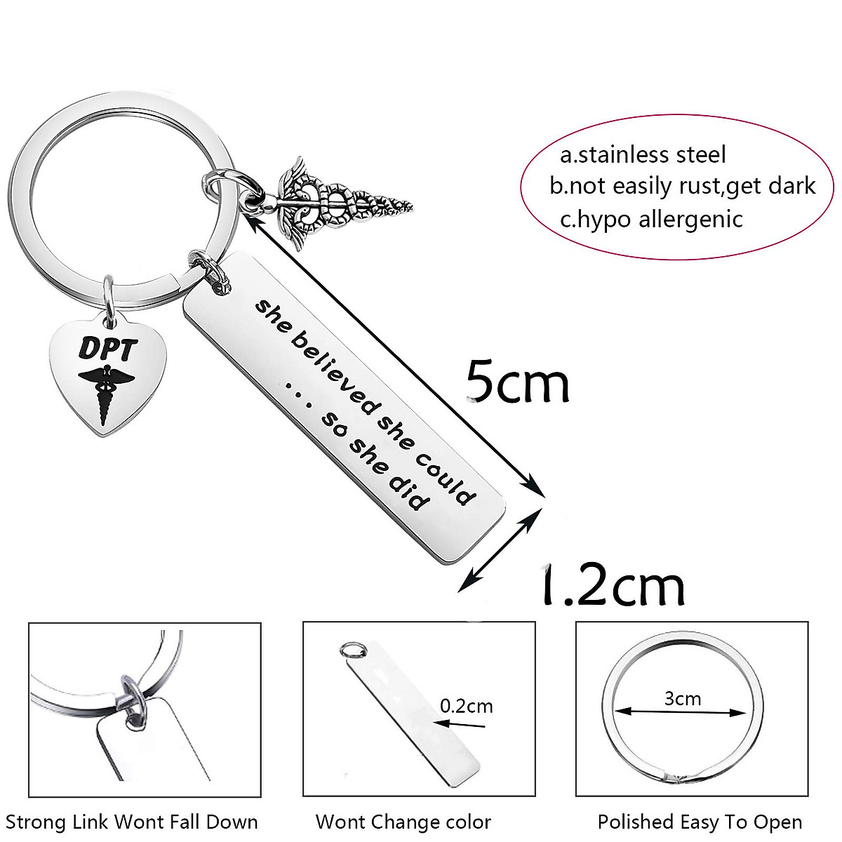 FOTAP Doctor of Physical Therapy Gift DPT Graduation Gift Medical Student Graduation Gift Doctorate Gift (DPT keychain)