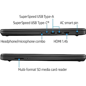 HP 2023 14-inch HD Laptop, Intel Celeron N4020, 16GB RAM, 320GB Storage(64GB eMMC+256GB Micro SD), Win11 Home, One Year of Microsoft 365, Jet Black