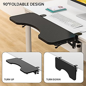 alfd suoke 29.5in x 9.4in Ergonomics Desk Extender, Arm Rest for Desk, Keyboard Extender for Computer Elbow Arm Support, Table Mount for Sit Stand Desks, Black