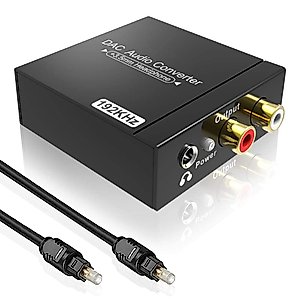 Digital to Analog Audio Converter By Golden^Li DAC Digital SPDIF Optical to Analog L/R RCA Converter Toslink Optical to 3.5mm for PS3 Xbox HD DVD PS4 Amps