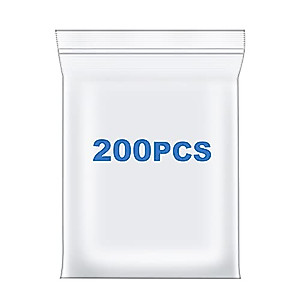 Somoga 200 PCS 1.5" x 1.5" Thick 2.4 Mil Small Clear Zip Poly Bags Mini Plastic Reclosable Zip Seal Lock Bags Necklace Ring Coin Beads Jewelry Pill Zipper Bag