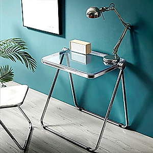 Byjccar Transparent Acrylic Folding Table Portable Small Desk Medieval Bedroom Computer Desk Sofa Side Table (Table, Transparent Desktop)