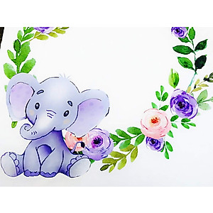 Baby Monthly Milestone Blanket Newborn Girls Purple Flower Elephant Photo Props Shoots Backdrop Personalized Photography Growing Infants Toddlers Swaddle Blanket Includes Wreath Frame