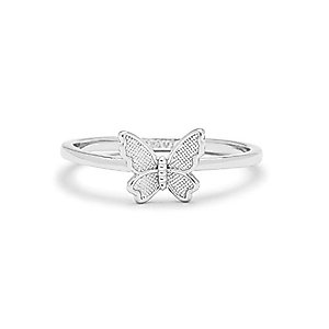 Pura Vida Silver-Plated Butterfly in Flight Stackable Ring - Brass Band, Stylish Design - Size 7