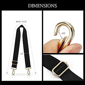 TANOSII Wide Purse Strap Adjustable Handbag Strap Replacement Shoulder Crossbody Strap All Black