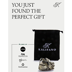 KALIFANO Natural Pyrite Cluster - High Energy Iron Piedra Pirita from Peru with Healing Properties (Information Card) Fools Gold Rock Reiki Crystal Used for Increased Willpower and Manifestation