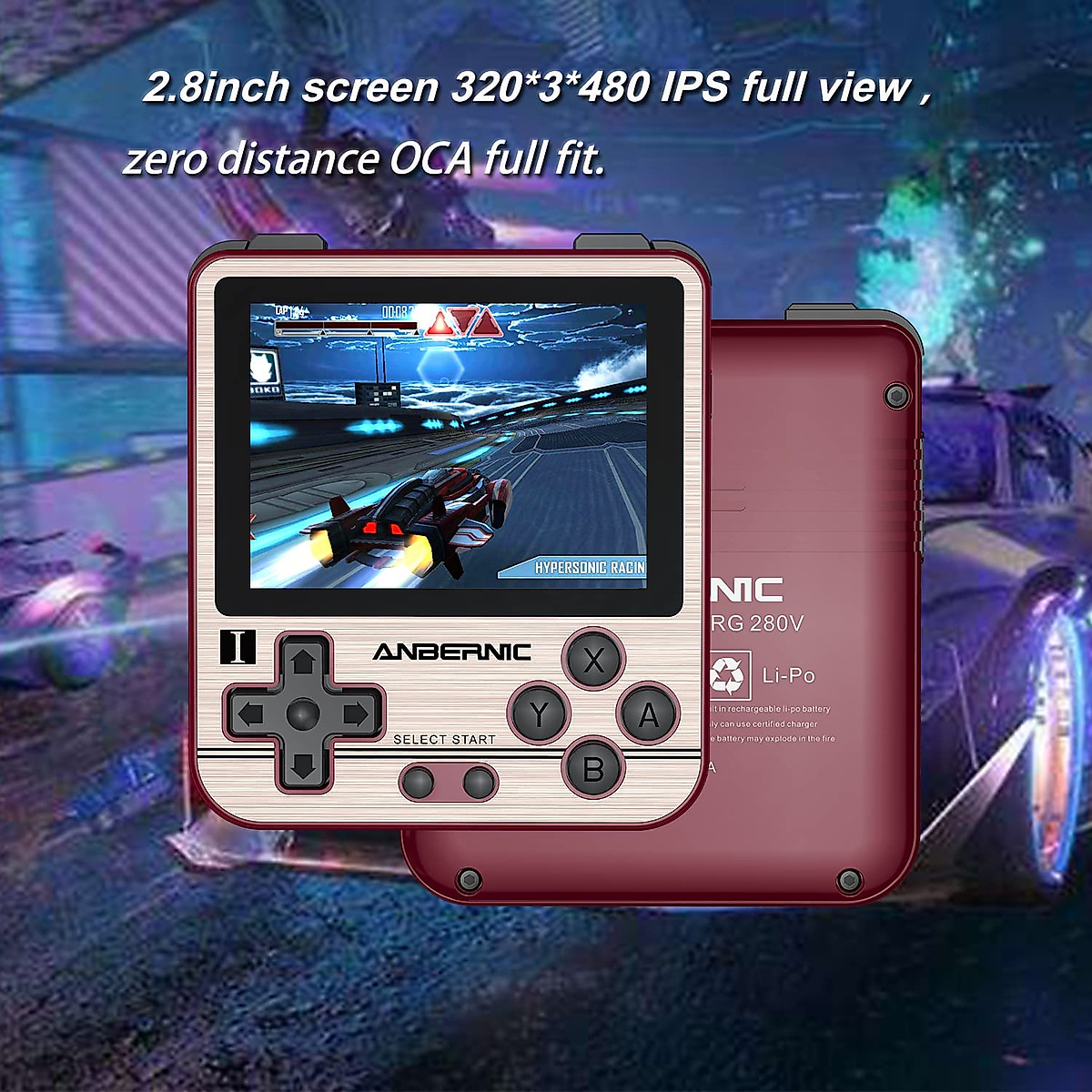 BAORUITENG RG280V Handheld Game Console with 16 + 64G TF 5000 Games 64Bit 2.8inch IPS Screen, Retro Game Console Opening Linux Tony System Portable Video Game Console